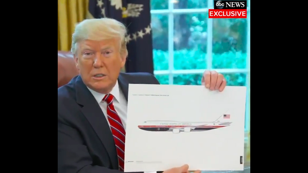 Trump reveals new red, white and blue paint job for…