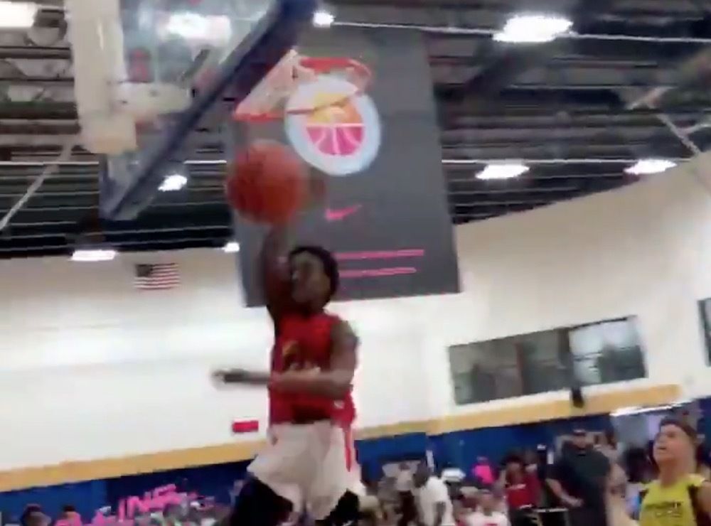 WATCH: Bronny James dunks in-game at Balling on the…