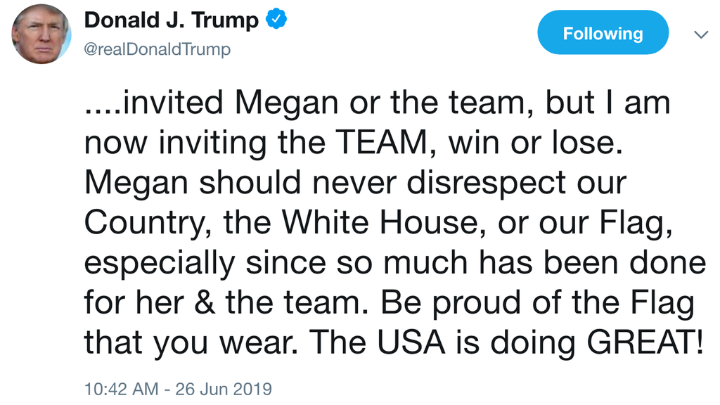 "Megan should WIN first": Trump blasts USWNT star…