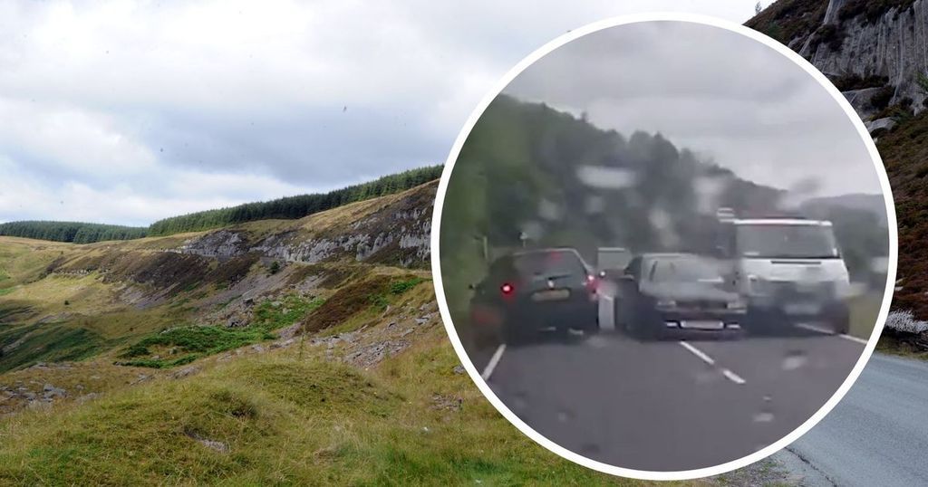 Horrifying footage caught of car squeezing between two…