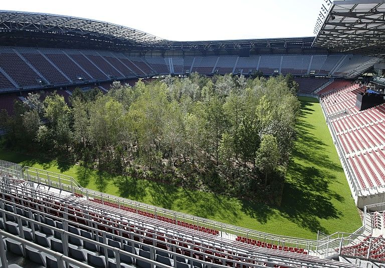 Austrian football stadium turned into a forest