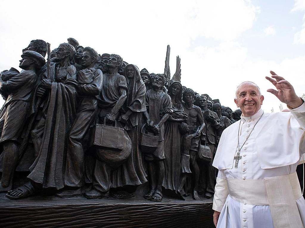 Pope unveils migrant sculpture in St Peter's Square…