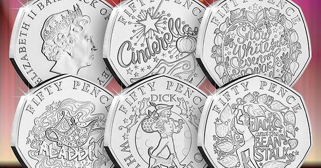 Five new 50p coins released today featuring pantomime…