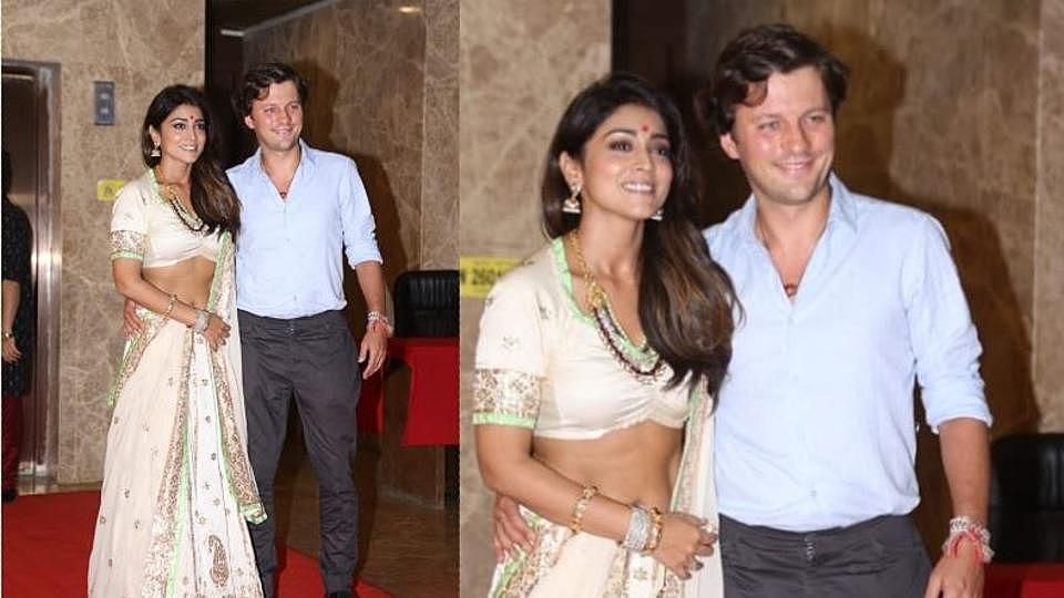 Shriya Saran kisses husband Andrei Koscheev at Ramesh…