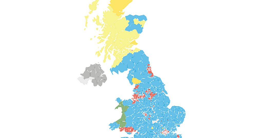 The election map that shows how Britain has gone blue