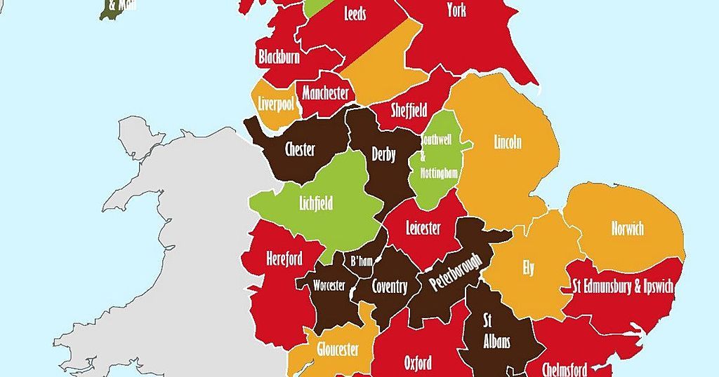 Map shows how far each Bishop is from a Nando's