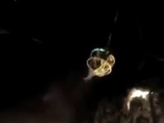 Terrifying moment cables snap on slingshot ride