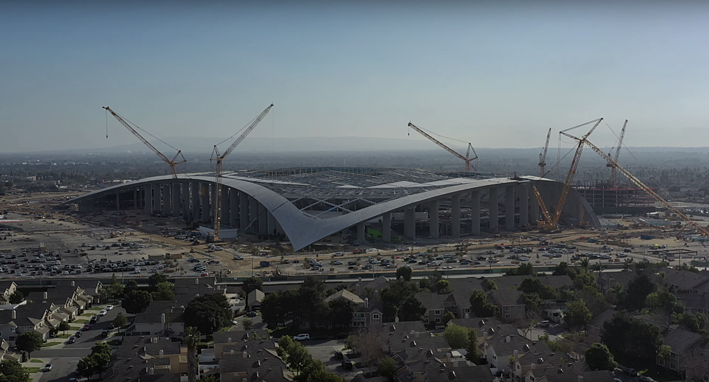 Incredible new drone footage shows SoFi Stadium from…