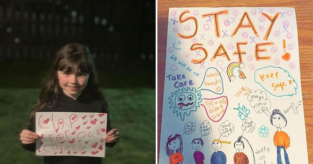 Seven-year-old's beautiful 'rainbow of hope' posters…