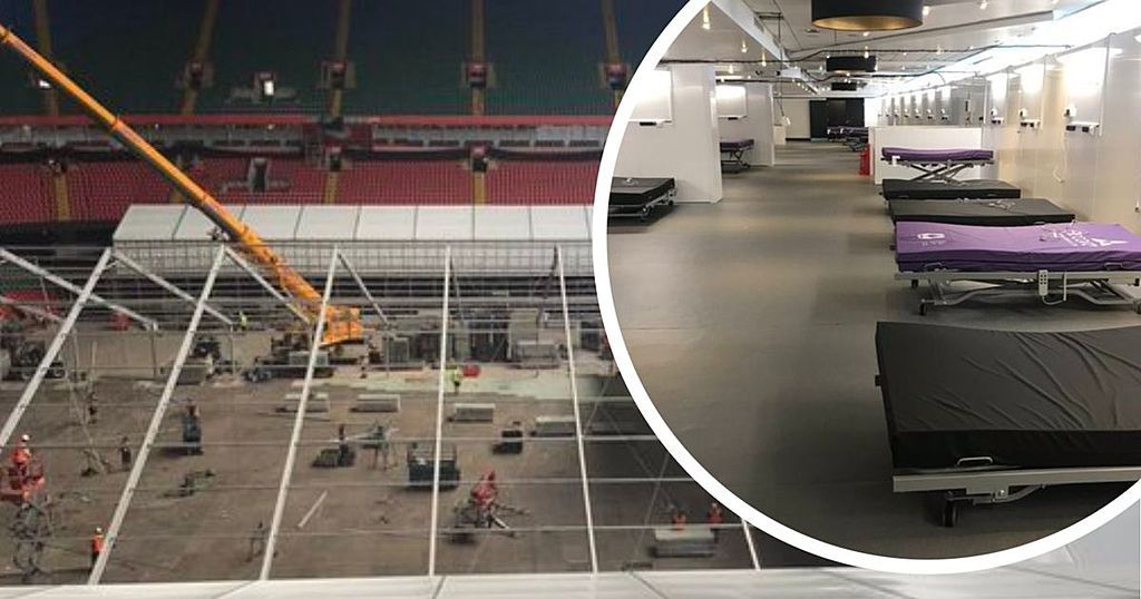 Giant tents emerge over Principality Stadium pitch as…