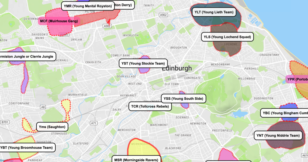 This map shows the turf of 22 notorious Edinburgh…