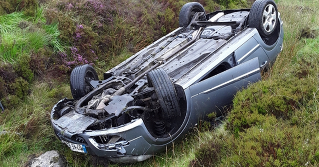 Car flipped onto its roof in horrific crash during…
