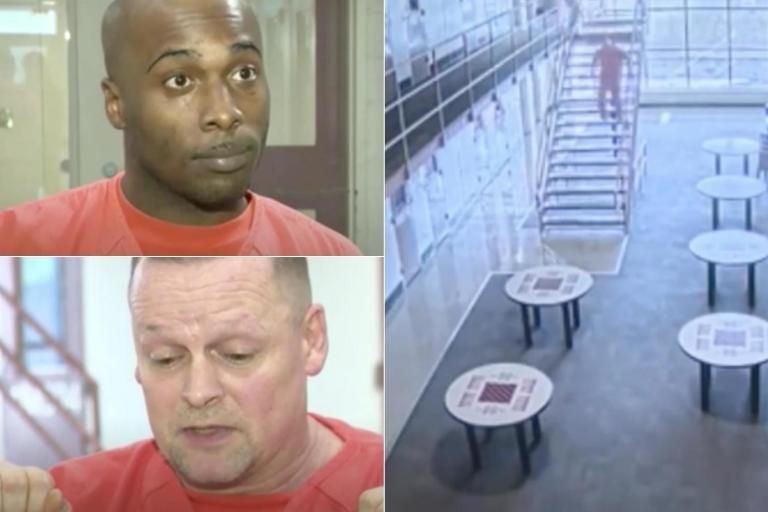 Dramatic moment three hero prisoners save police…